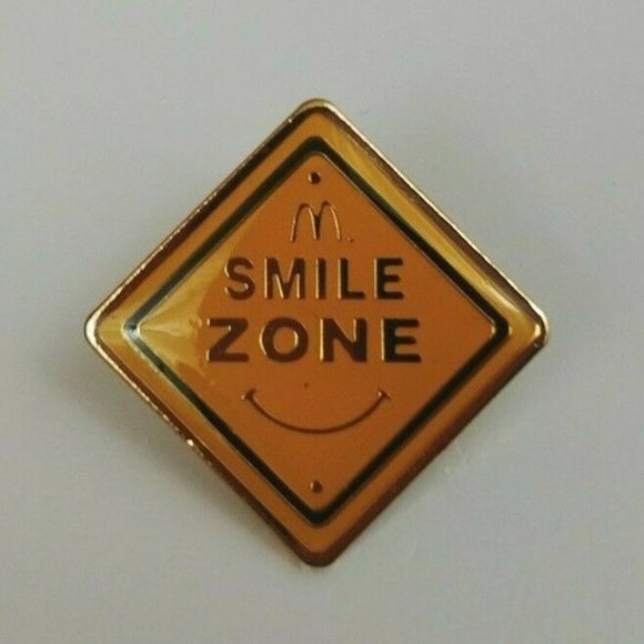 Jewelry | Mcdonalds Yellow Triangle Smile Zone Crew Lapel Hat Pin ...